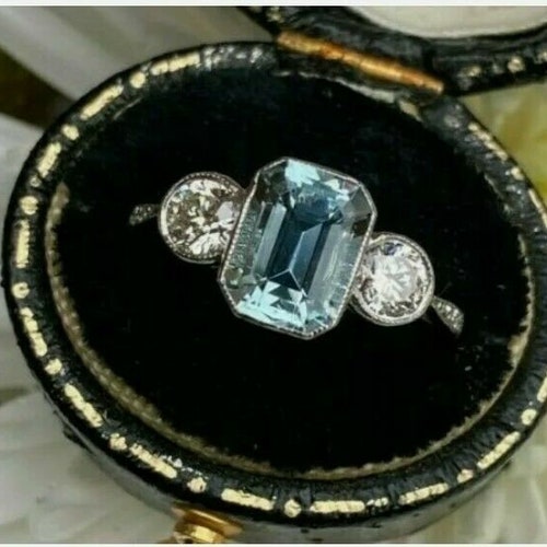 2 CT Vintage Art Deco Reproduction Ring 925 Sterling Silver - Etsy