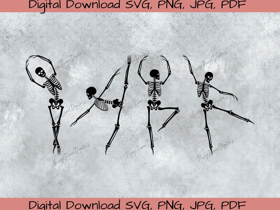 Ballerina Skeletons Dance Halloween Digital Download SVG, PNG, JPG, Pdf ...