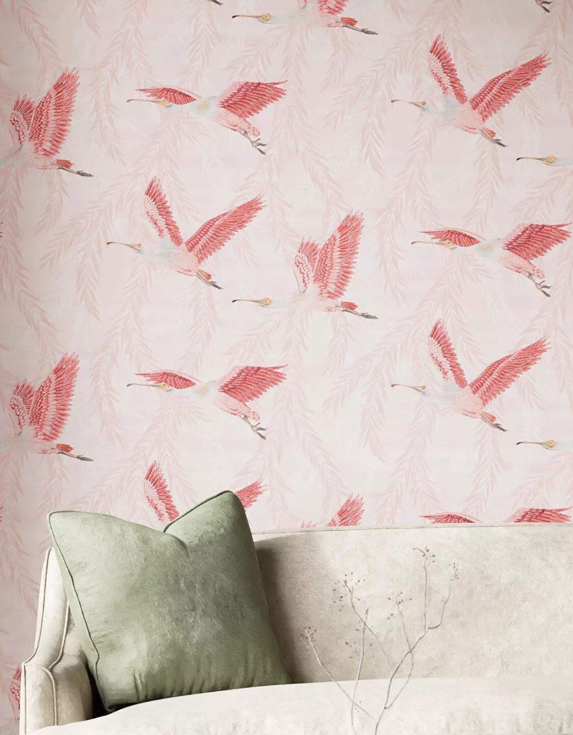 Vintage Wallpaper Pink Goose Boho Home Decor Sold per Full - Etsy