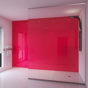 Plaze - Glass Effect Bathroom Shower Splash Wall Panel - Vibrant ...