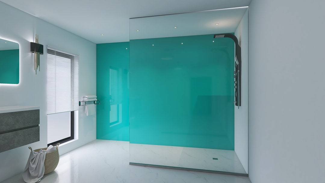 Plaze - Glass Effect Bathroom Shower Splash Wall Panel - Pastel ...