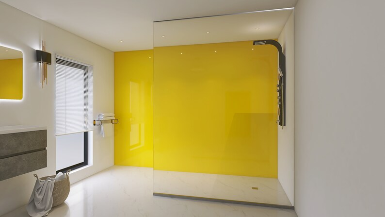 Plaze Glass Effect Bathroom Shower Splash Wall Panel Vibrant Collection ...