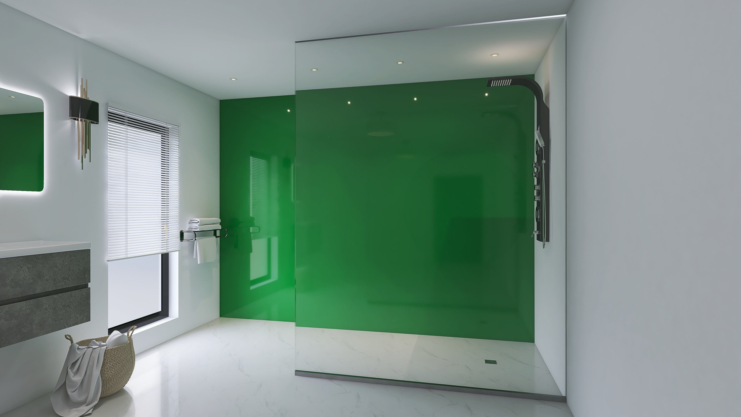 Plaze - Glass Effect Bathroom Shower Splash Wall Panel - Vibrant Collection - Etsy UK