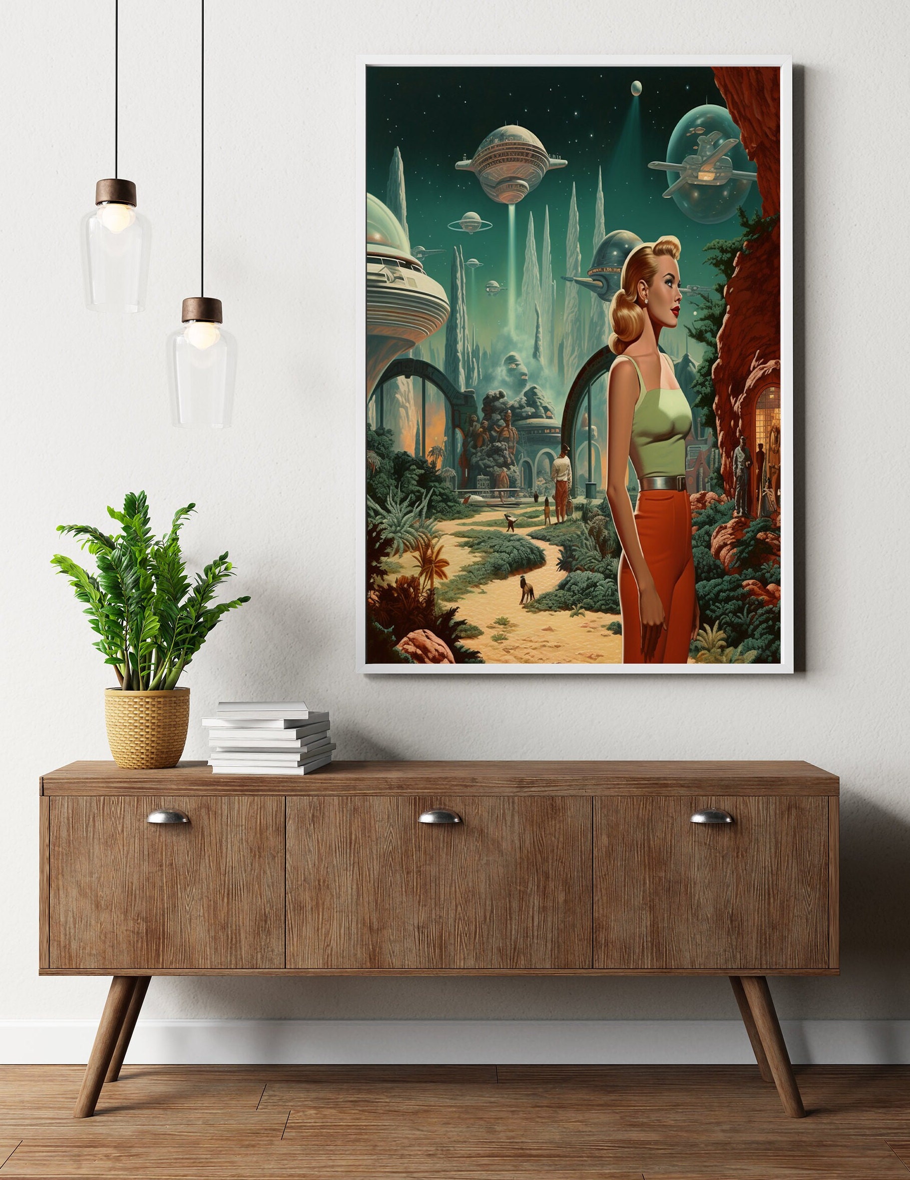 20 Retro Sci-fi Wall Art Prints, Vintage Space Art, Surreal Retro Space ...
