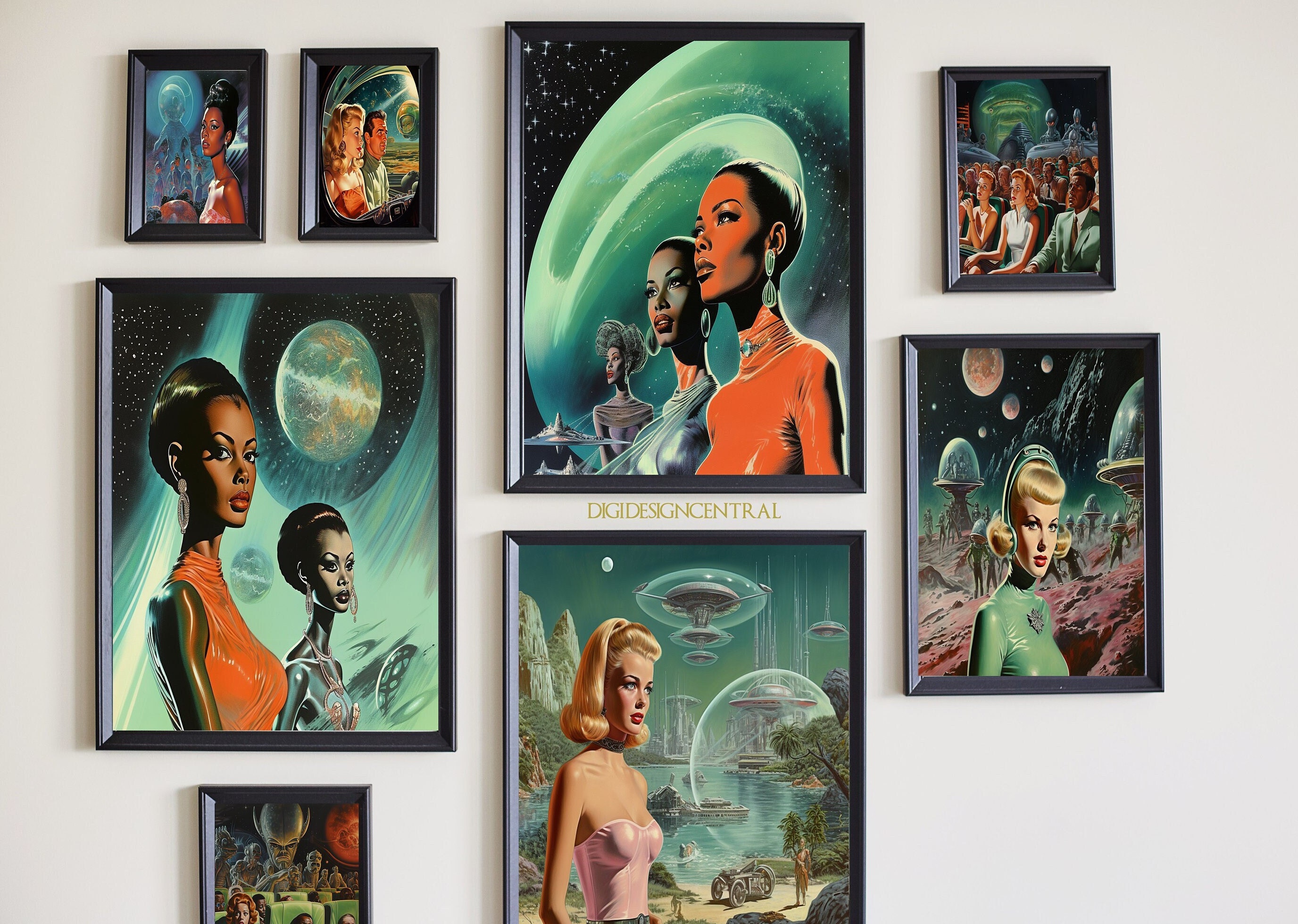 20 Retro Sci-fi Wall Art Prints, Vintage Space Art, Surreal Retro Space ...
