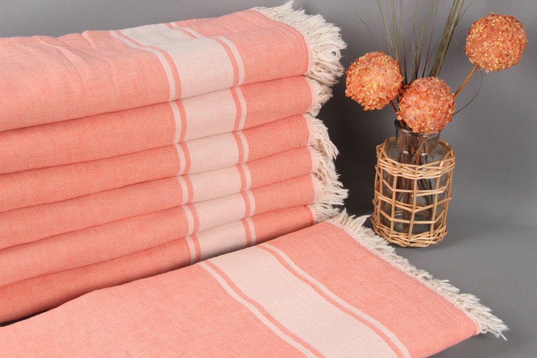 Turkish Blanket, Couch Throw, Coral Blanket, Striped Blanket, 60x71 ...