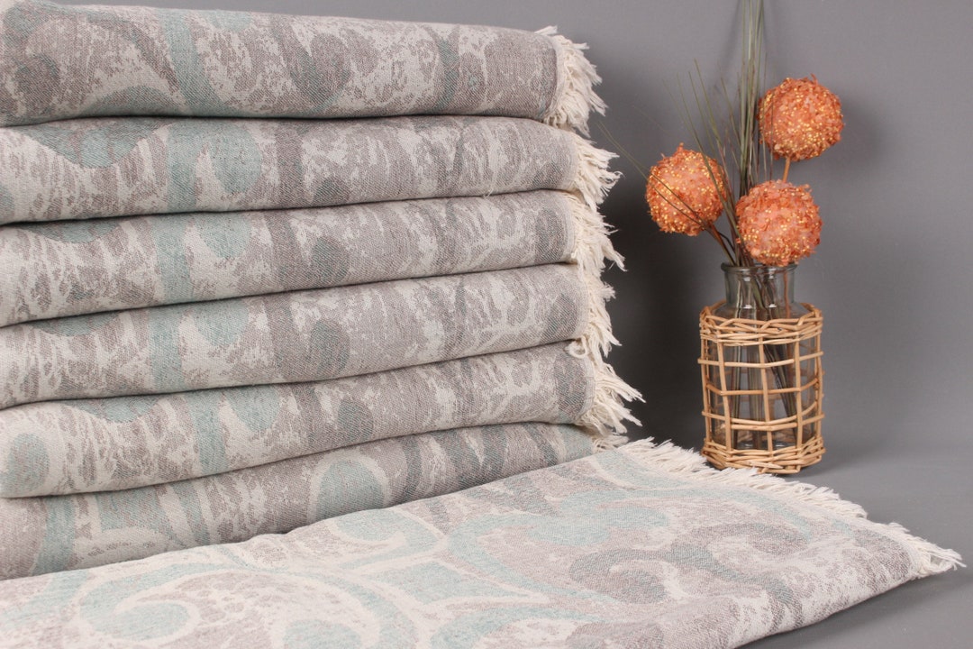 Turkish Bedspread, Turkish Blanket, Green-brown Throw, Patterned ...