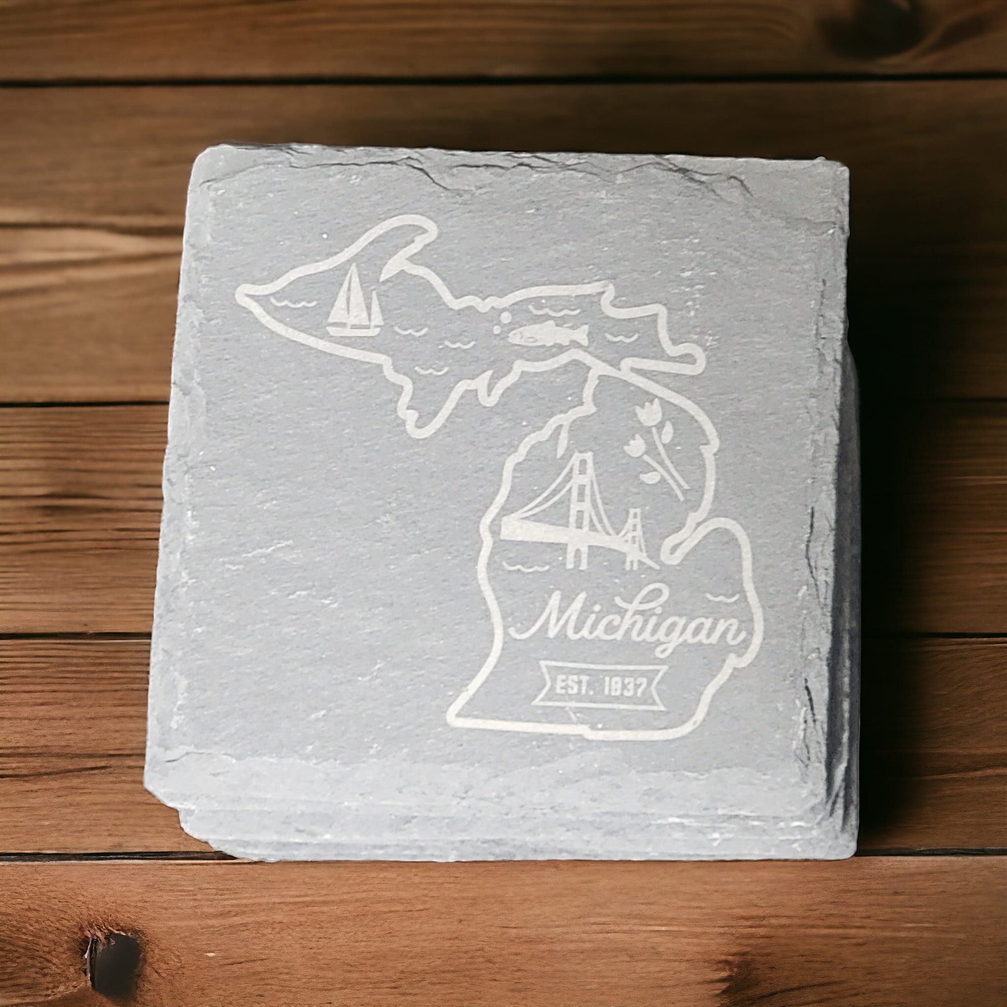 State Outline Laser Engraved Slate Coasters- Four Pack of Coasters- All ...