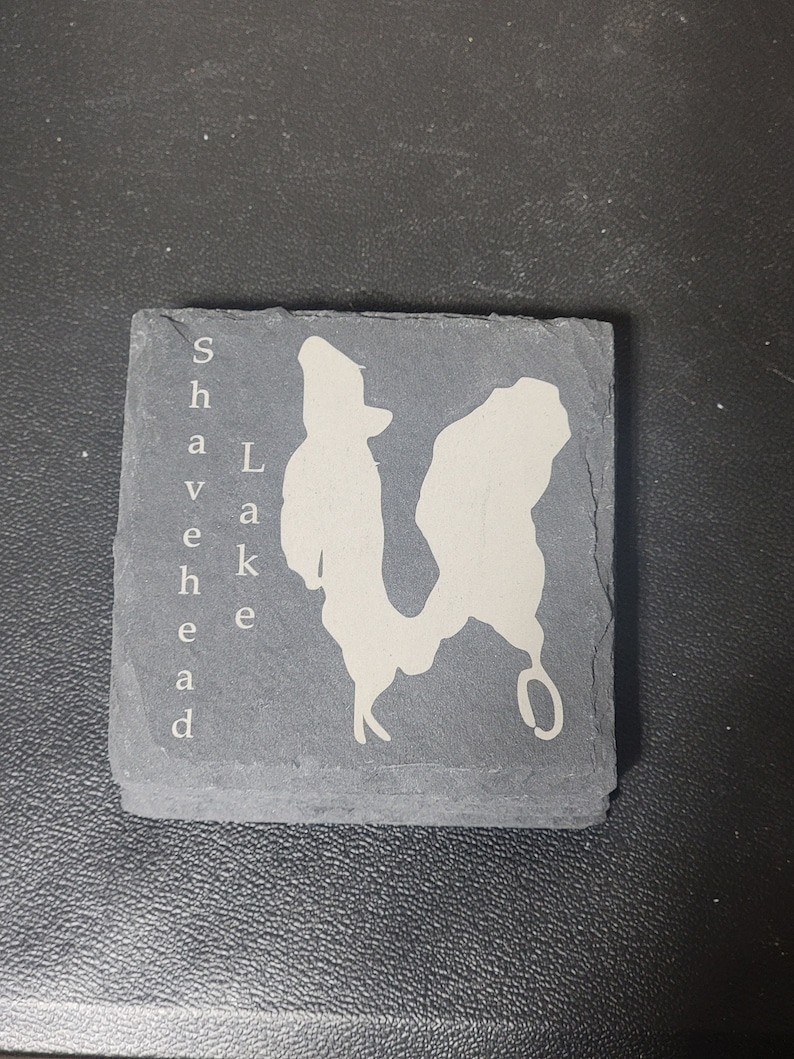 Custom Lake Map Laser Engraved Slate Coasters- Four Pack of Coasters ...