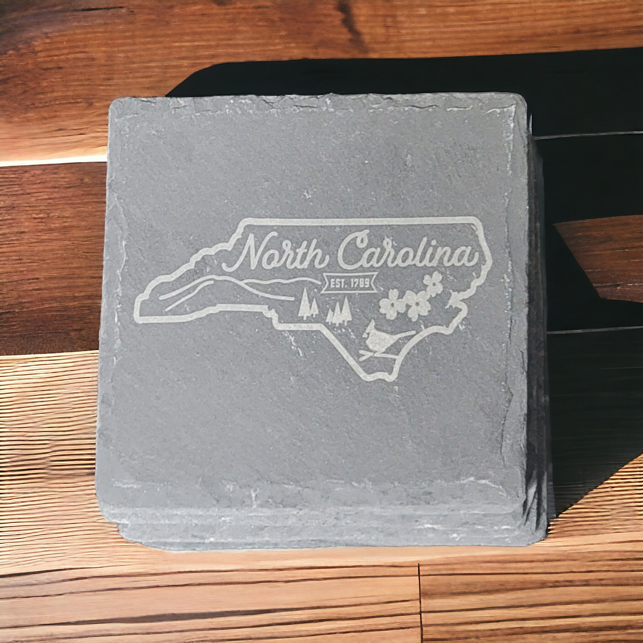 State Outline Laser Engraved Slate Coasters- Four Pack of Coasters- All ...