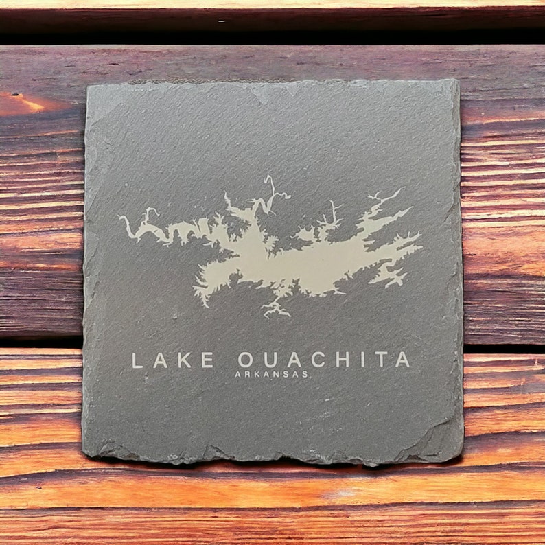 Custom Lake Map Laser Engraved Slate Coasters- Four Pack of Coasters ...