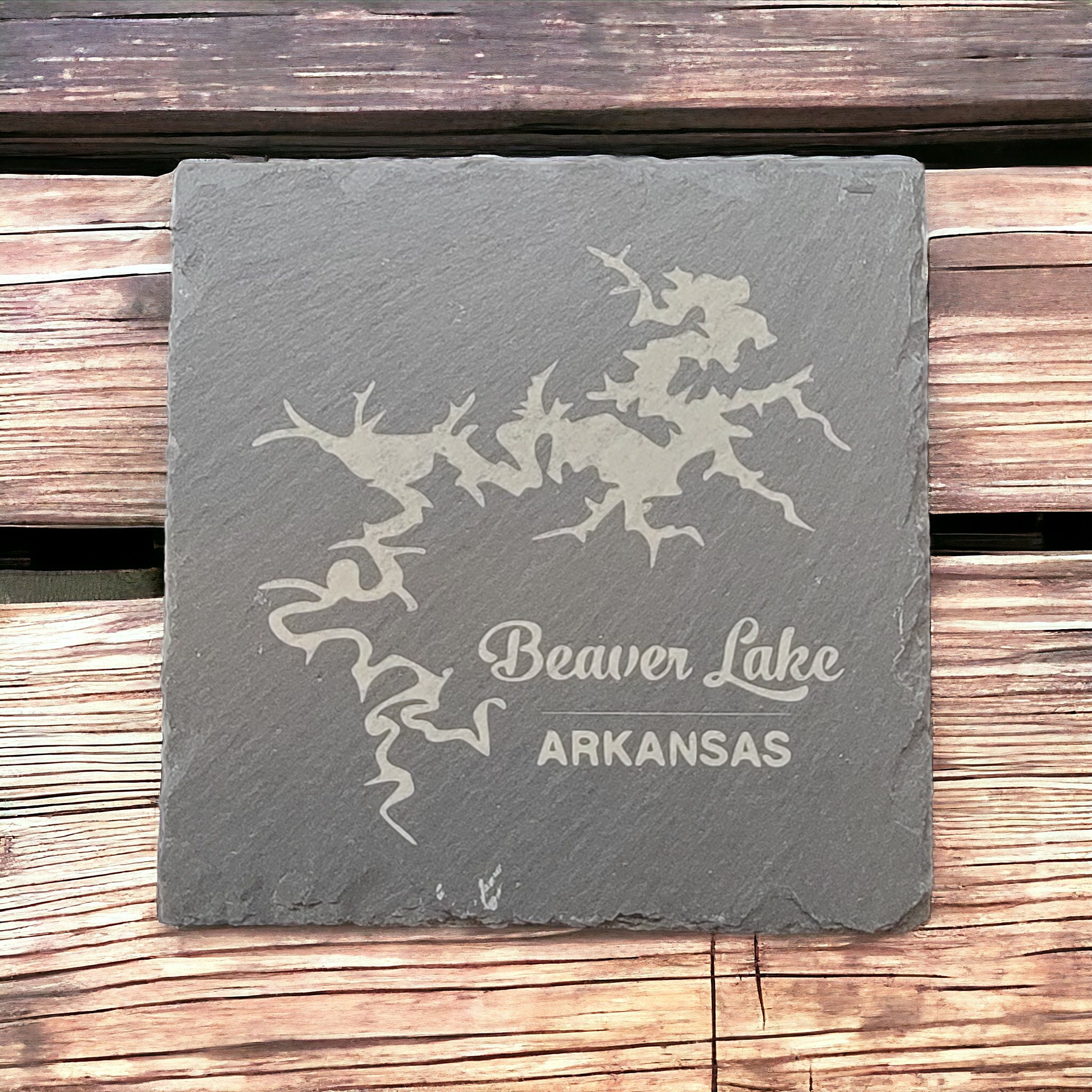 Custom Lake Map Laser Engraved Slate Coasters- Four Pack of Coasters ...