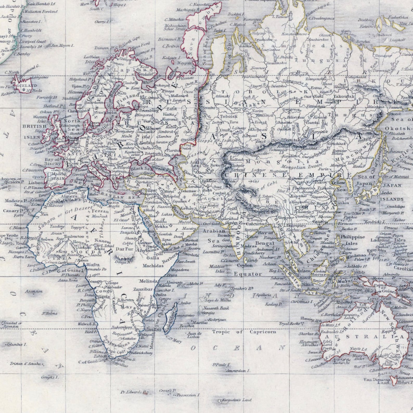 World Map: Vintage 1840 Mercator World Map Print – Antique Mercator ...