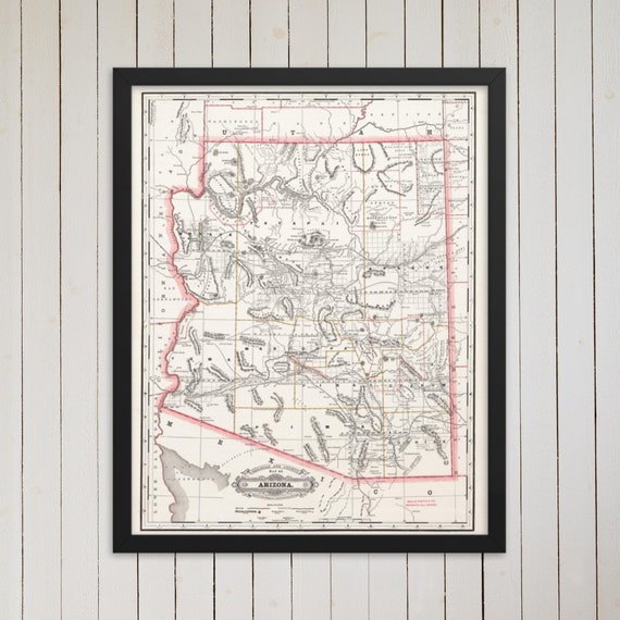 Arizona Map: Vintage 1887 Arizona Map Print Antique Arizona - Etsy