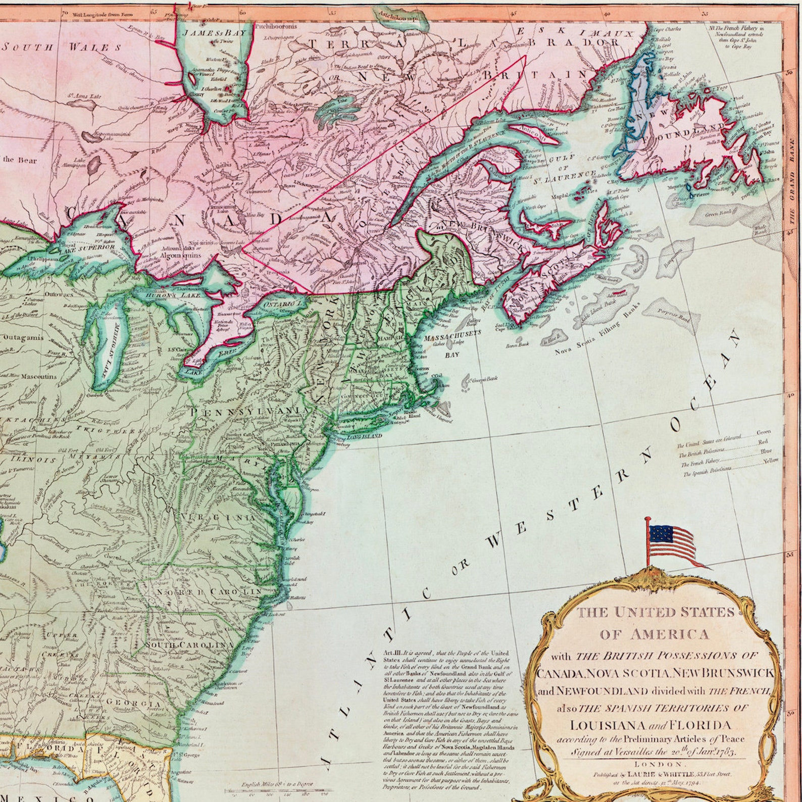 North America Map: Vintage 1794 Eastern North America Map Print ...