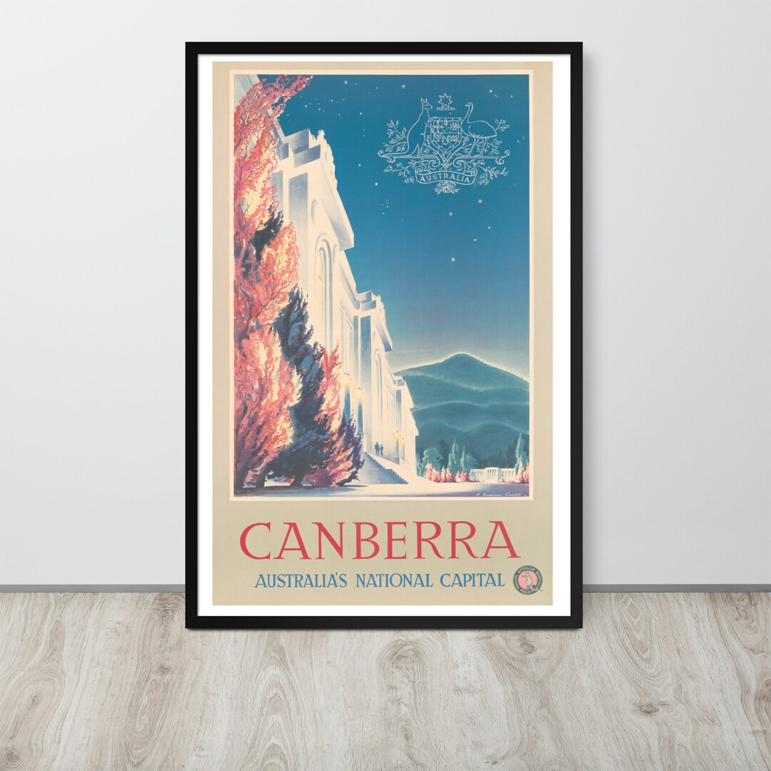 Vintage Canberra Australia Travel Poster Print - Circa 1940 - Etsy