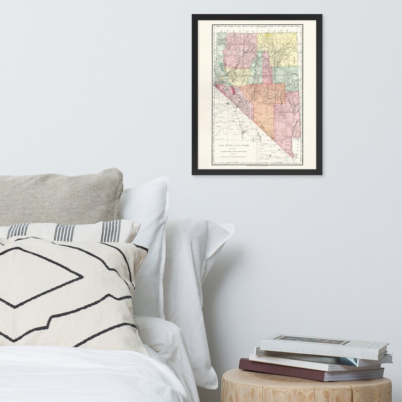 Mapa de Nevada: Vintage 1893 Nevada Map Print Póster de mapa antiguo de ...