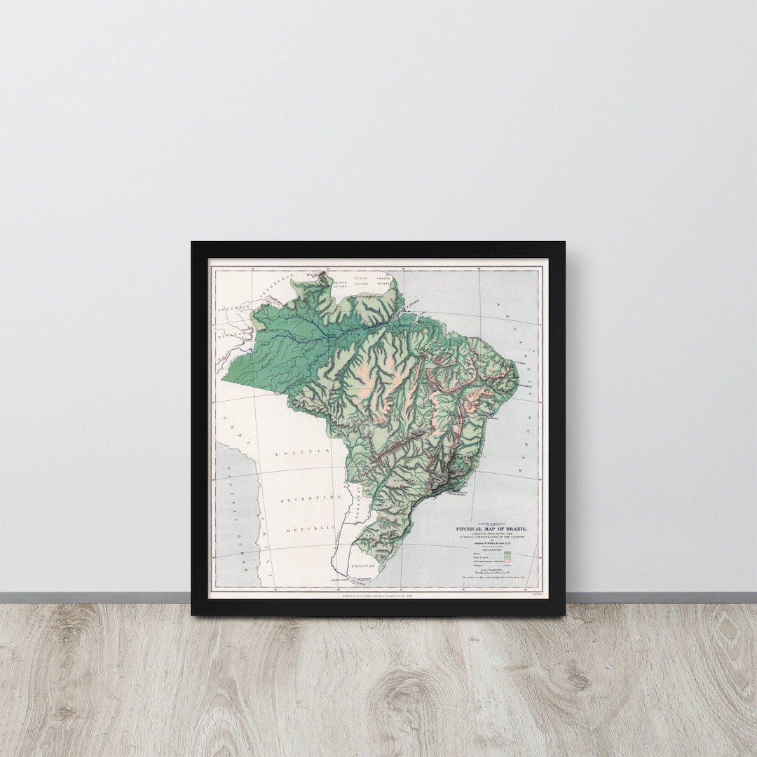 Brazil Map: Vintage 1886 Brazil Map Print – Antique Brazil Map Poster ...