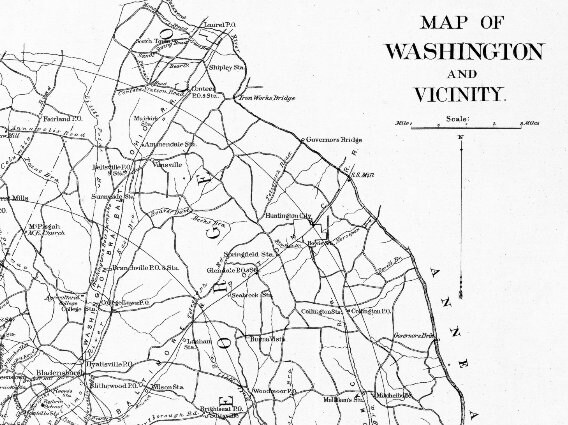 Washington DC Area Map: Vintage 1882 Washington DC Area Map Print ...