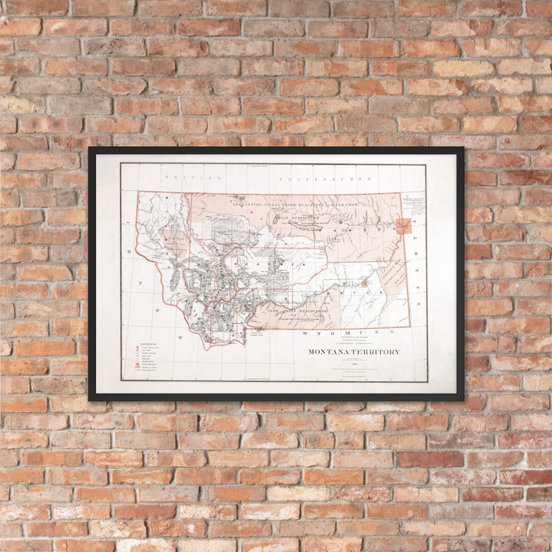 Montana Map: Vintage 1879 Montana Map Print – Antique Montana Map ...
