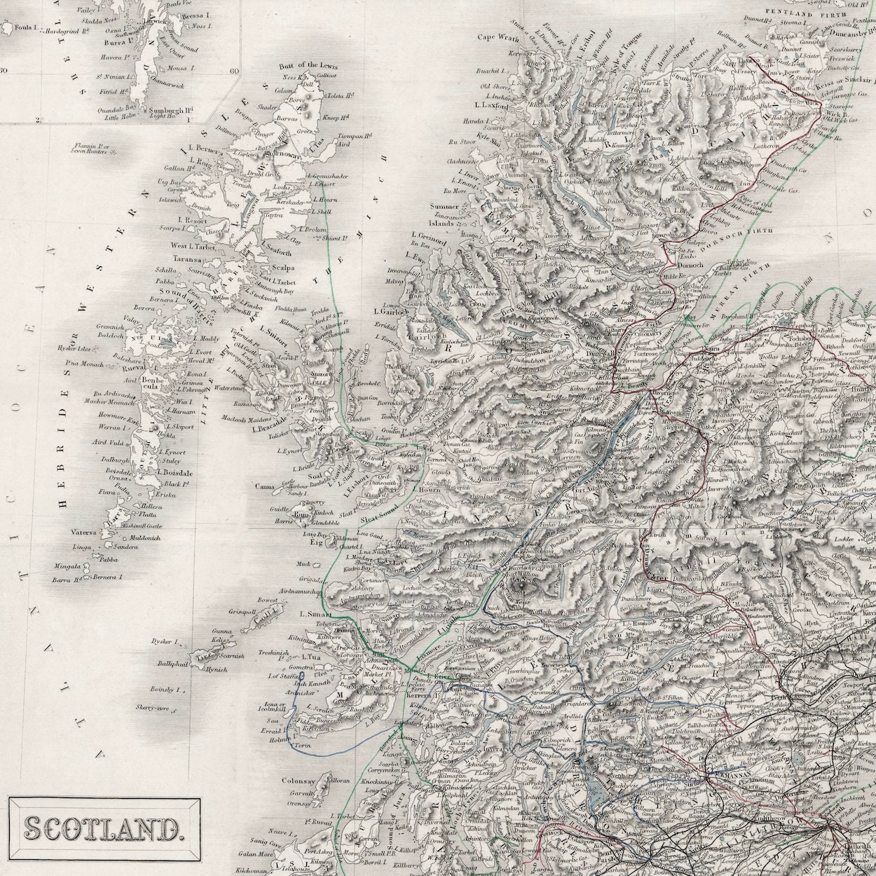 Scotland Map: Vintage 1855 Scotland Map Print Antique - Etsy