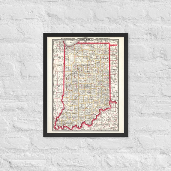 Indiana Map: Vintage 1888 Indiana Map Print Antique Indiana - Etsy