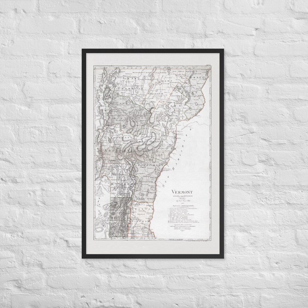 Vermont Map: Vintage 1796 Vermont Map Print – Antique Vermont Map ...