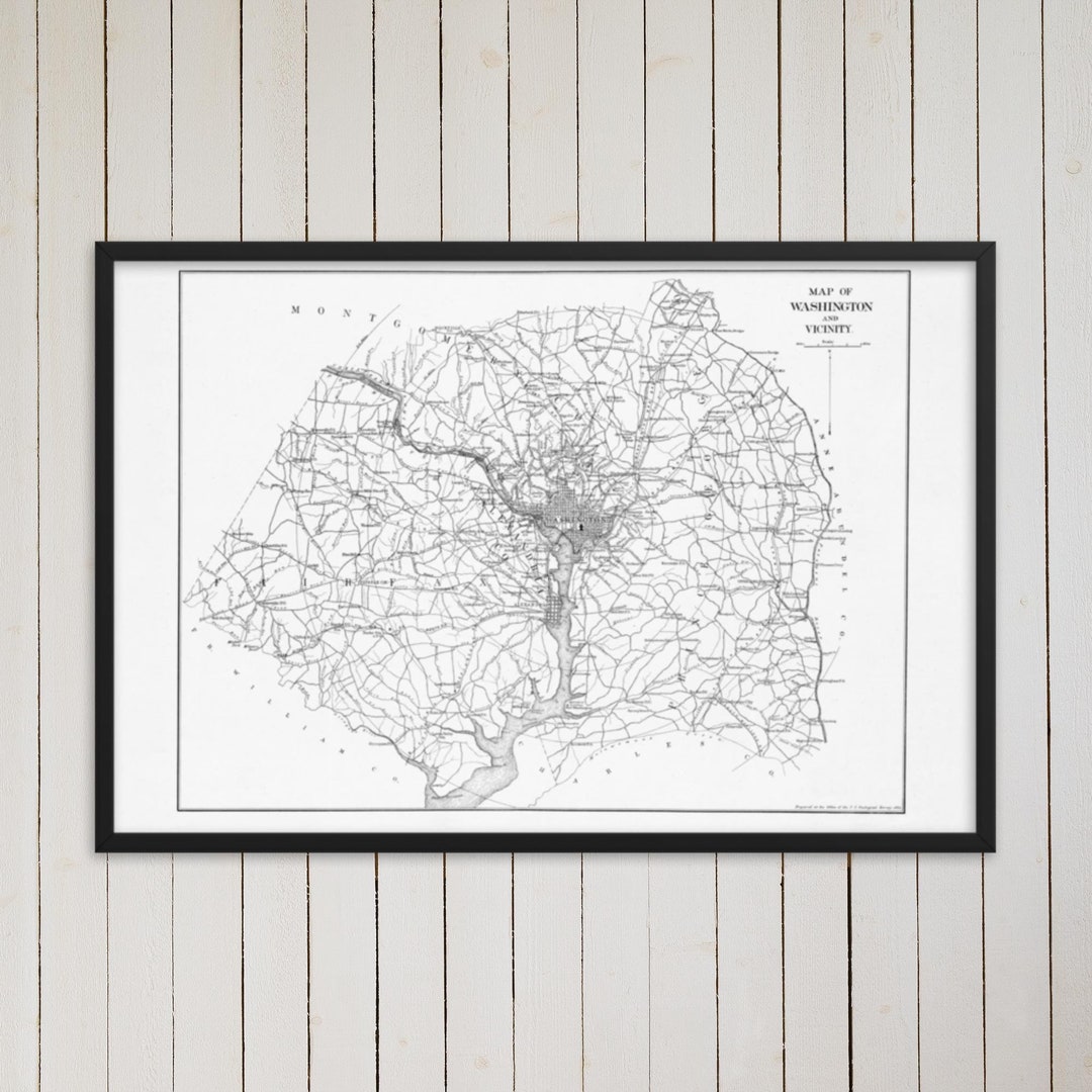 Washington DC Area Map: Vintage 1882 Washington DC Area Map Print ...