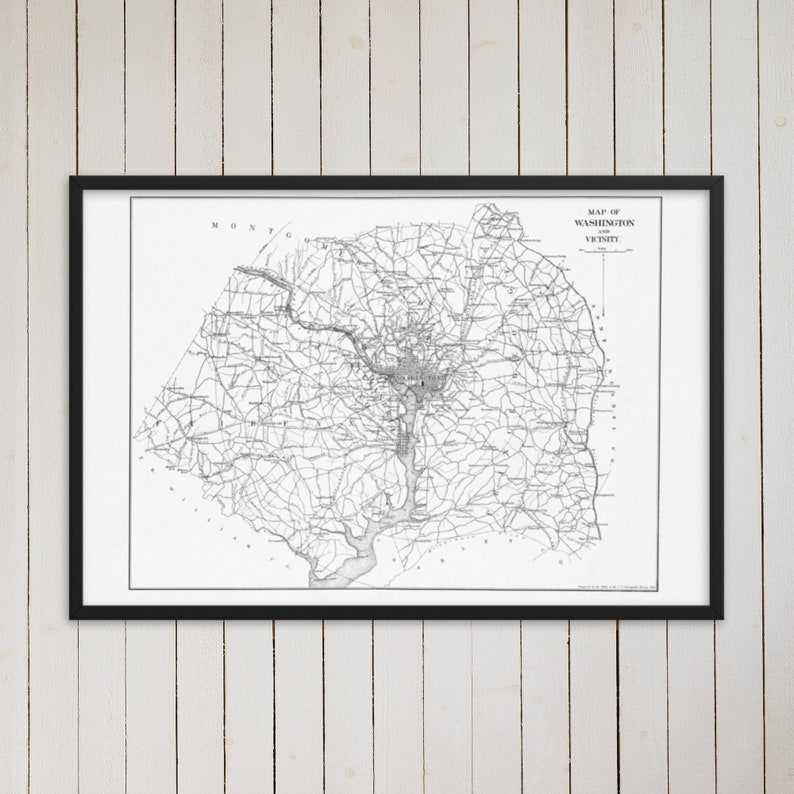 Washington DC Area Map: Vintage 1882 Washington DC Area Map Print ...