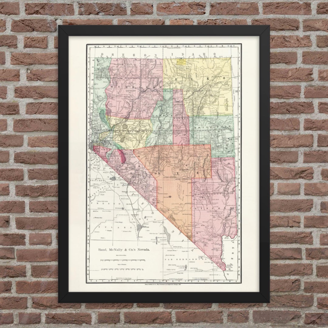 Nevada Map: Vintage 1893 Nevada Map Print – Antique Nevada Map Poster ...