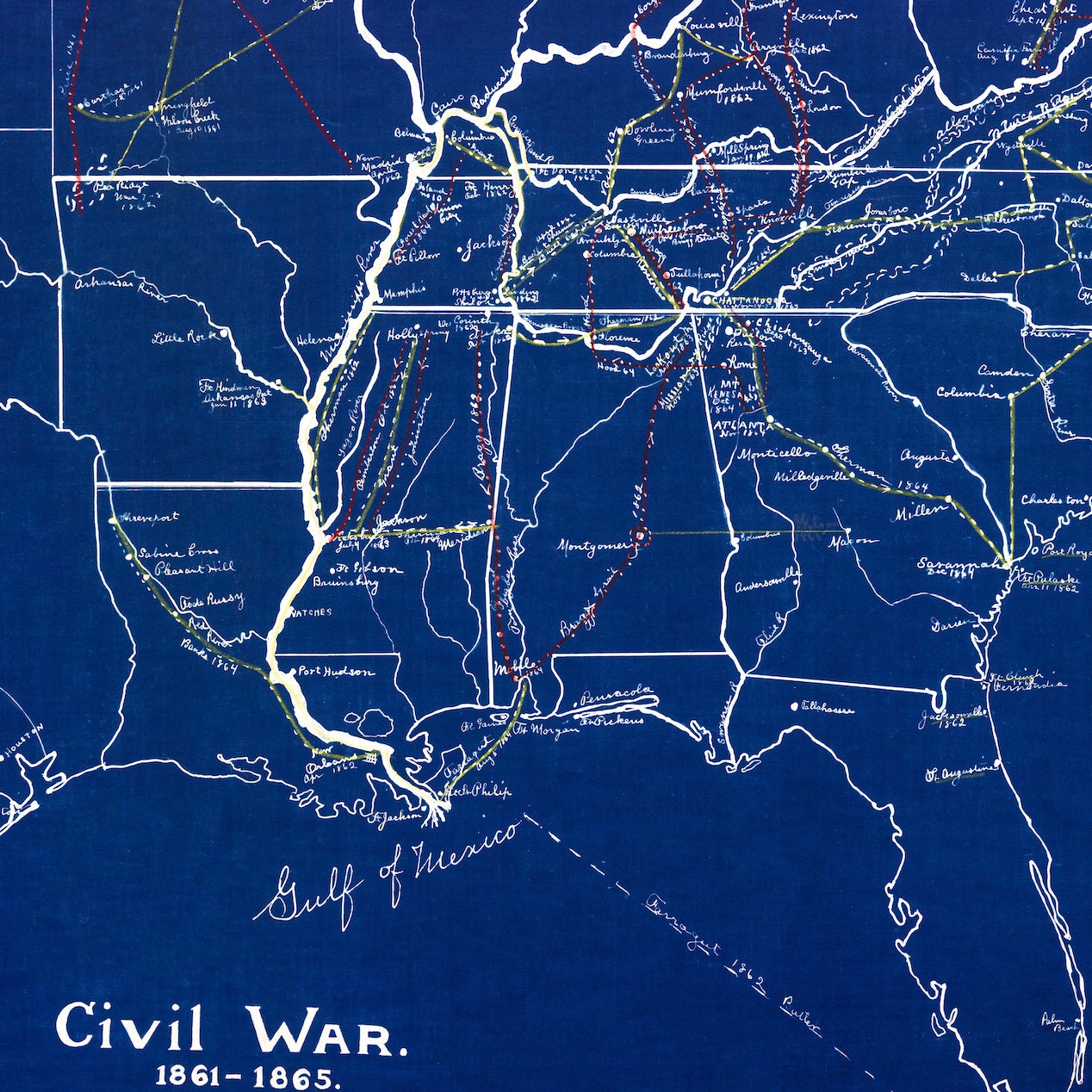 Civil War Map Vintage 1912 Civil War Map Print Antique Etsy