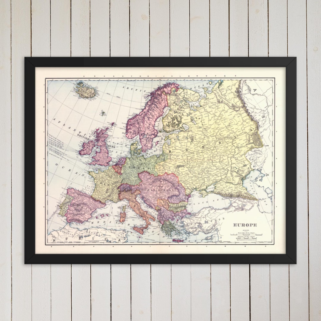 Europe Map: Vintage 1898 Europe Map Print – Antique Europe Map Poster ...