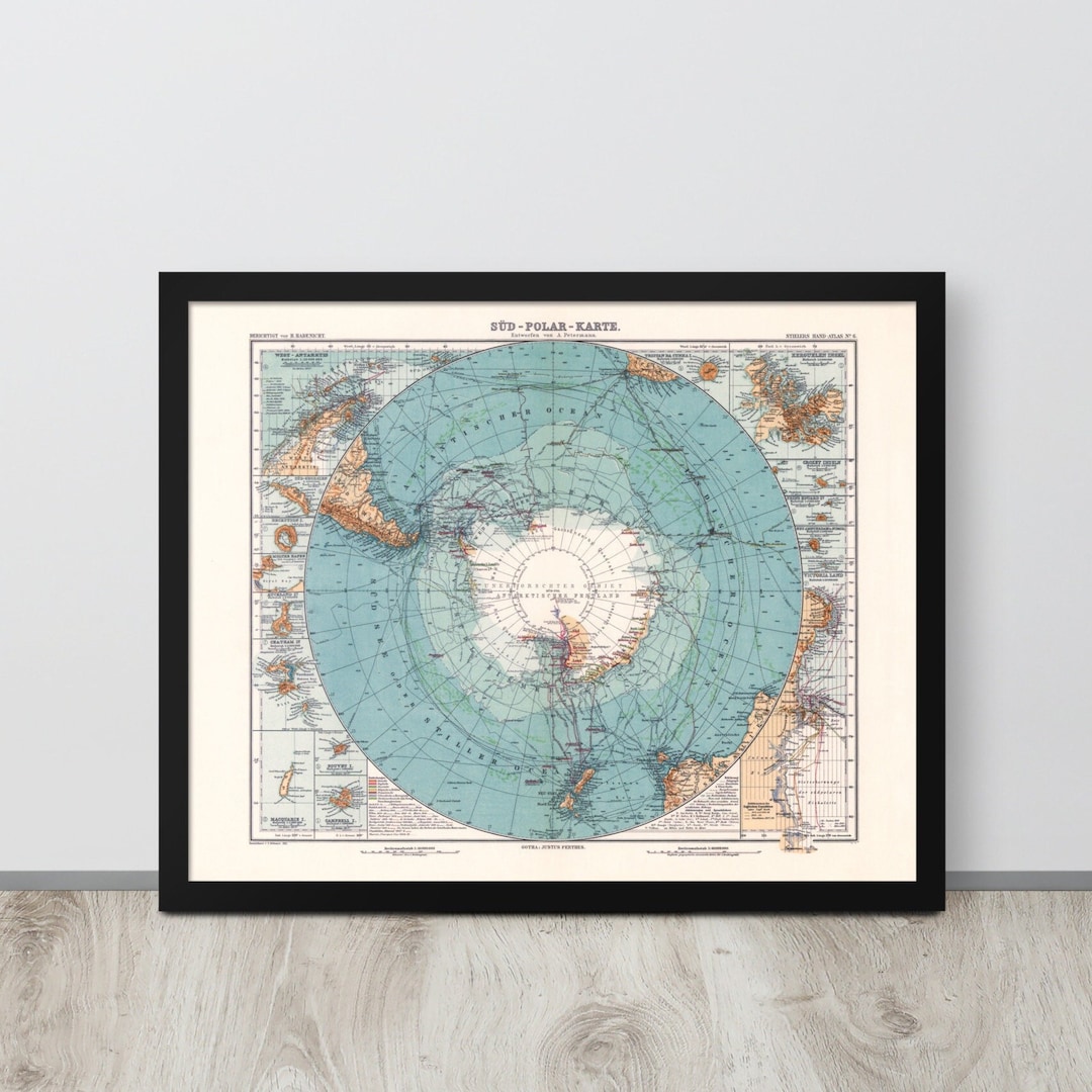 Antarctica Map: Vintage 1912 German Antartica Map Print – Antique ...