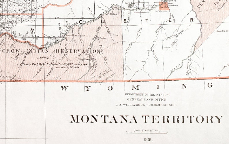 Montana Map: Vintage 1879 Montana Map Print – Antique Montana Map ...