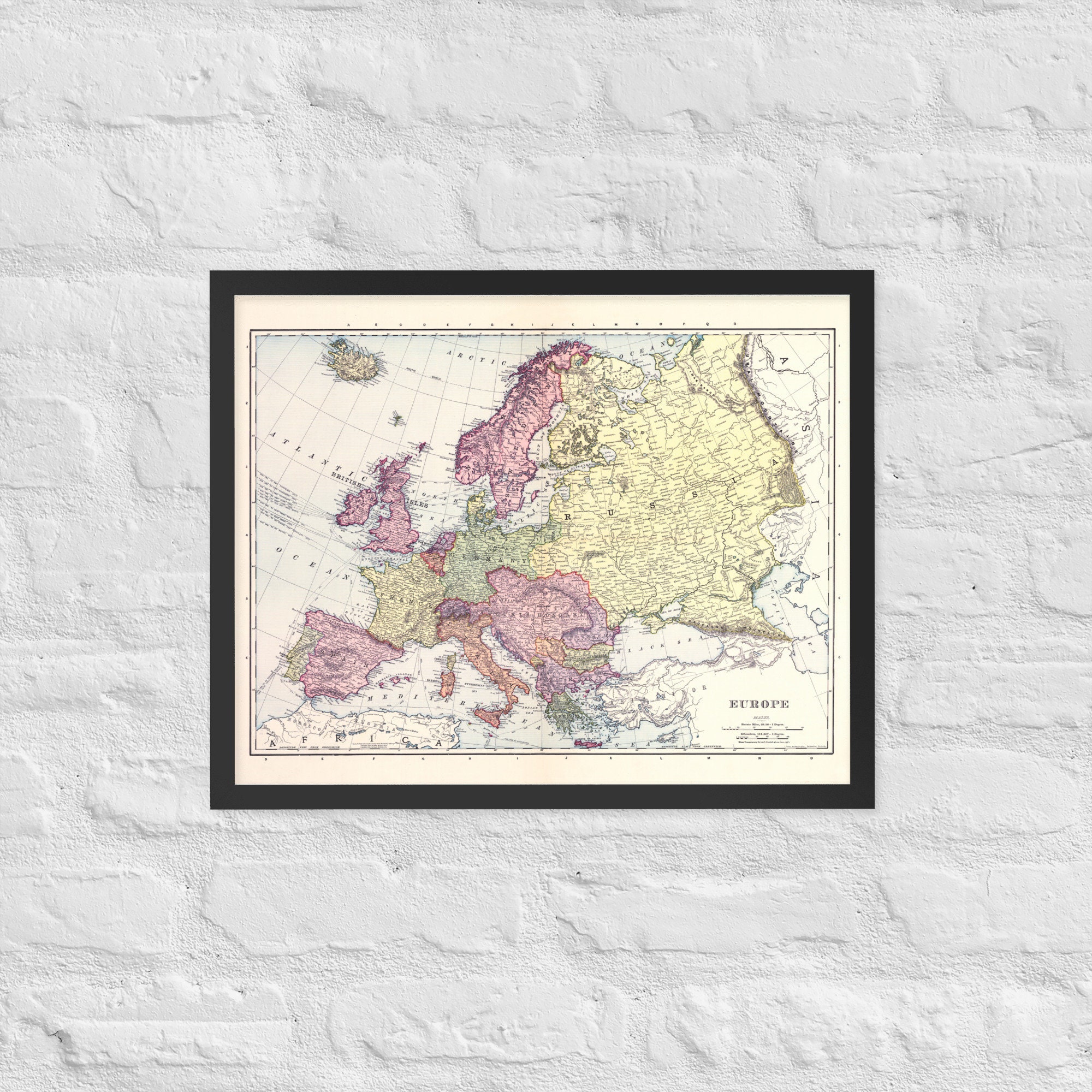 Europe Map: Vintage 1898 Europe Map Print – Antique Europe Map Poster ...