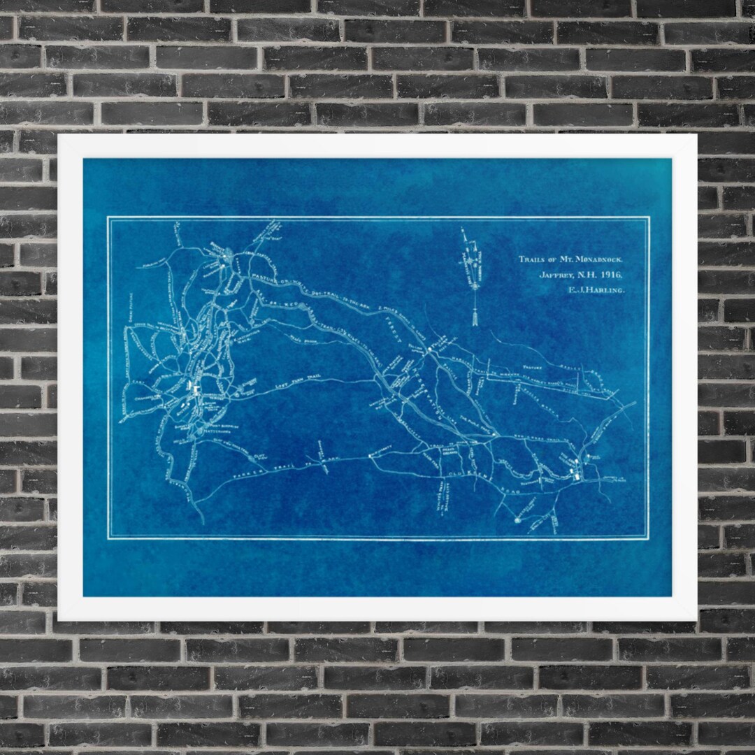Mt. Monadnock Trails Map: Vintage 1916 Mt. Monadnock Map Print ...