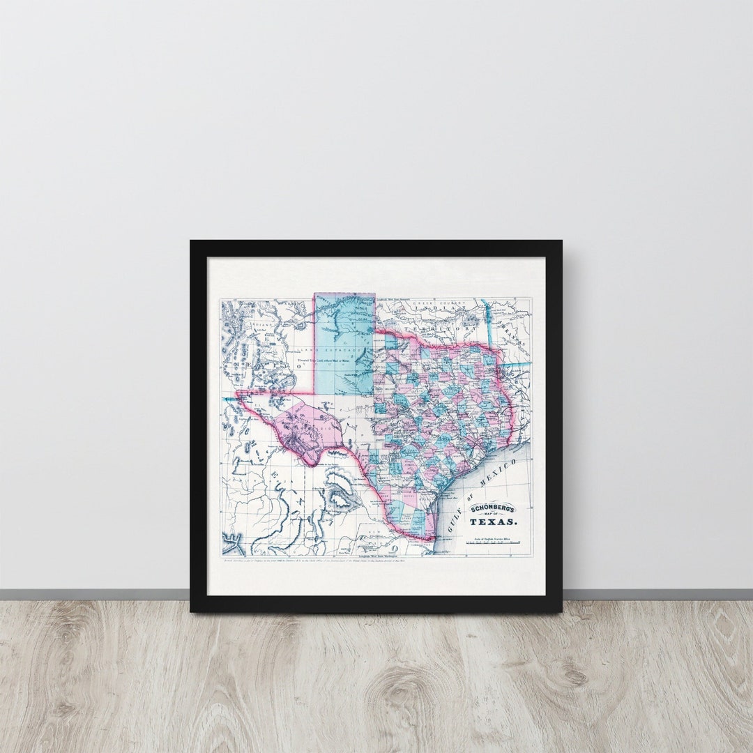 Texas Map: Vintage 1866 Texas Map Print – Antique Texas Map Poster - Etsy