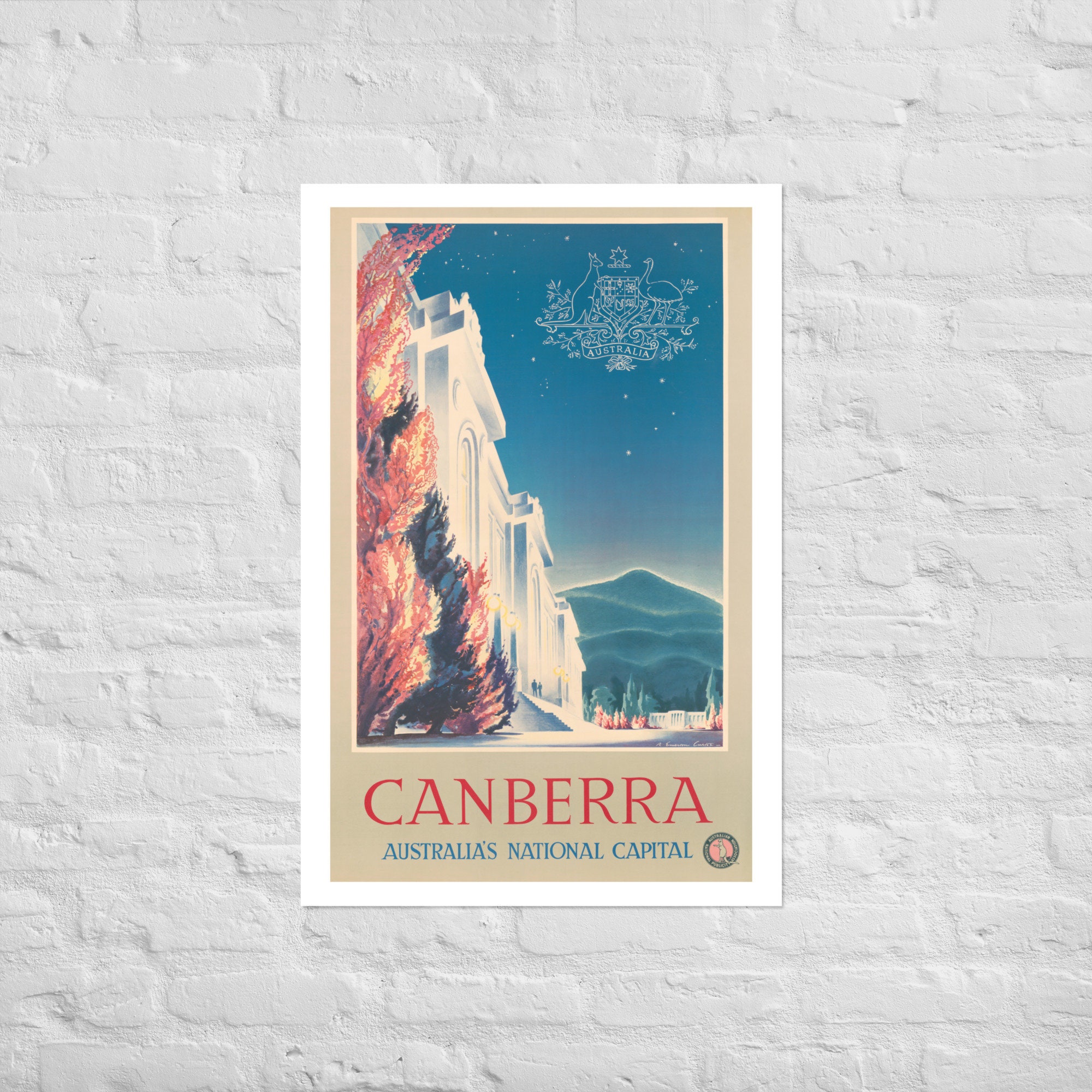 Vintage Canberra Australia Travel Poster Print - Circa 1940 - Etsy