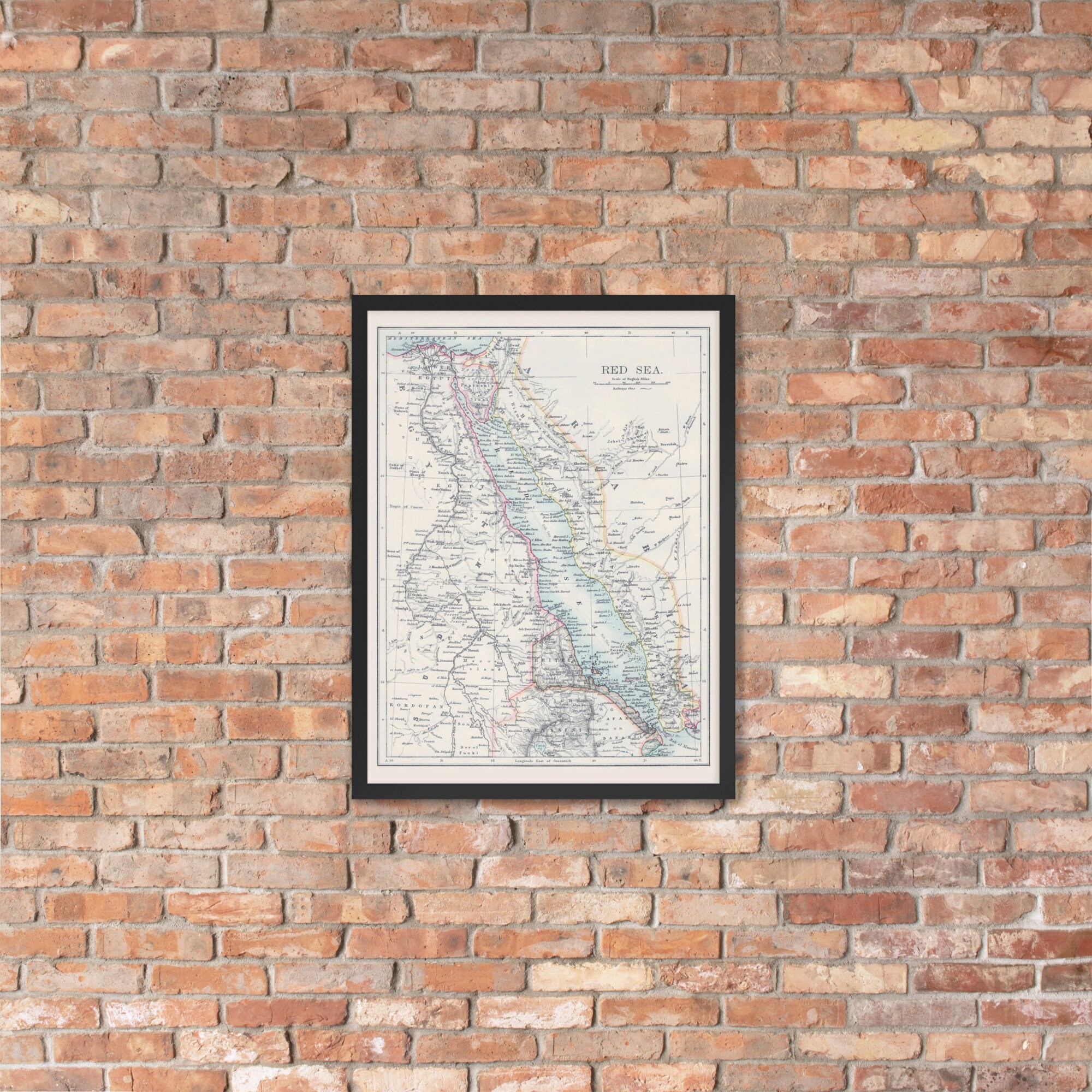 Red Sea Map: Vintage 1904 Red Sea Egypt Map Print Antique Red Sea Map ...
