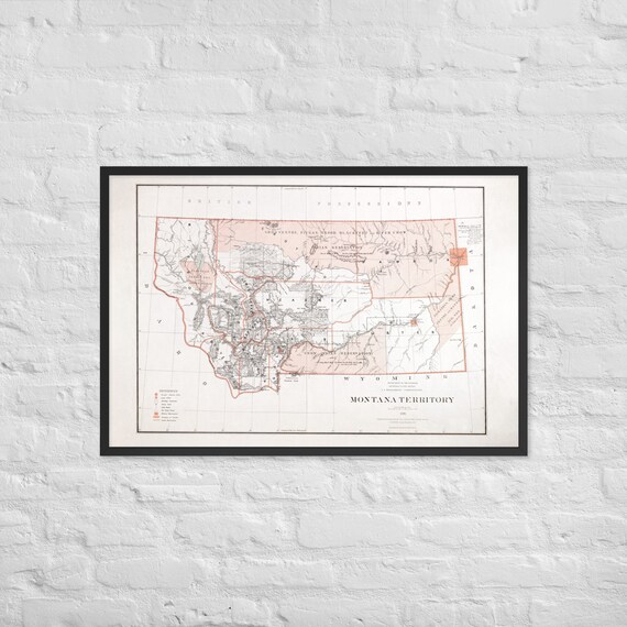 Montana Map: Vintage 1879 Montana Map Print Antique Montana - Etsy