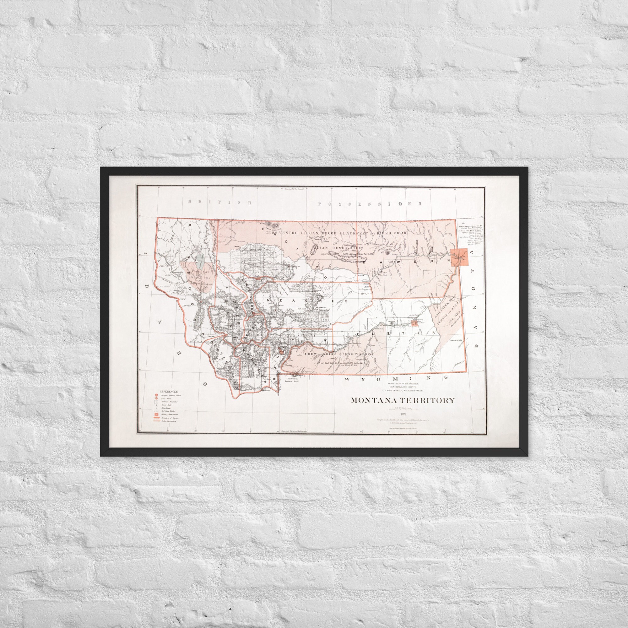 Montana Map: Vintage 1879 Montana Map Print – Antique Montana Map ...