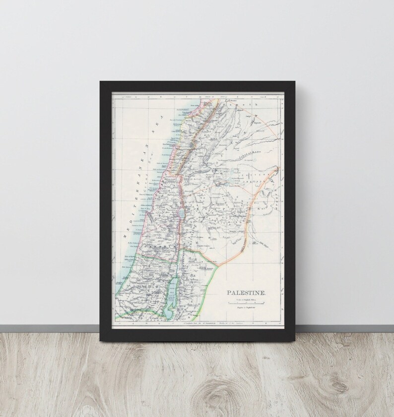 Palestine Map: Vintage 1904 Palestine Map Print Antique Palestine Map ...