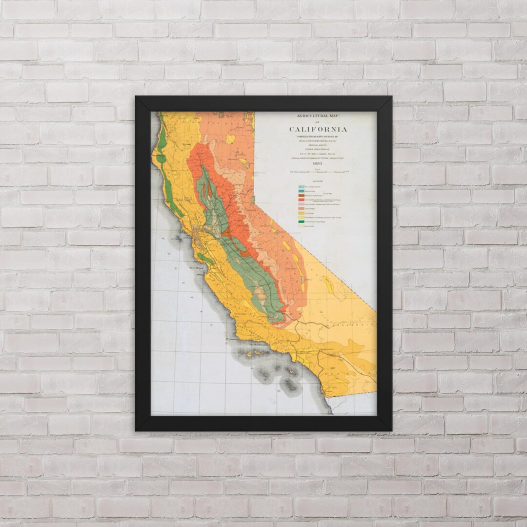 California Map: Vintage 1883 California Agriculture Map Print – Antique ...