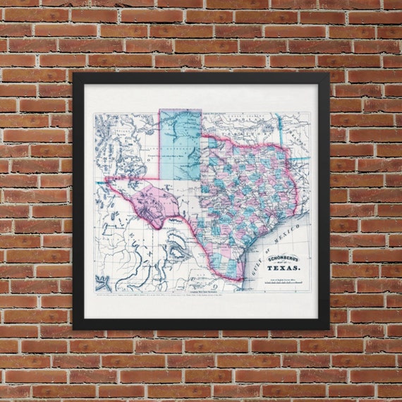 Texas Map: Vintage 1866 Texas Map Print Antique Texas Map - Etsy