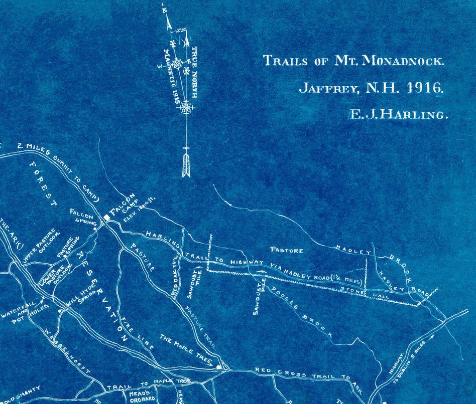 Mt. Monadnock Trails Map: Vintage 1916 Mt. Monadnock Map Print ...
