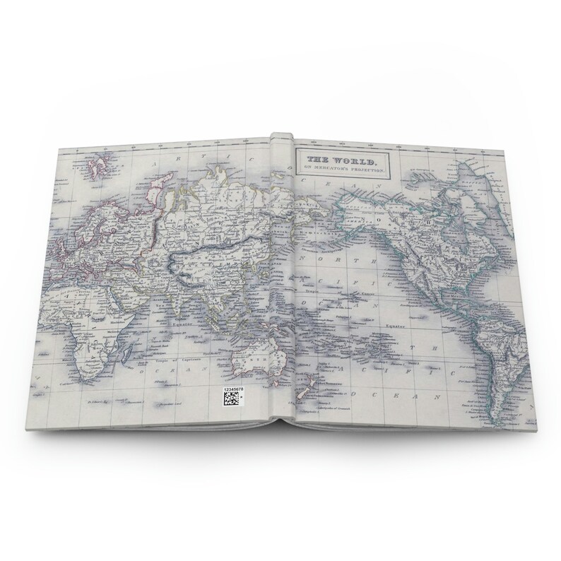 Vintage 1840 World Map Projection Hardcover Journal - Matte Notebook ...