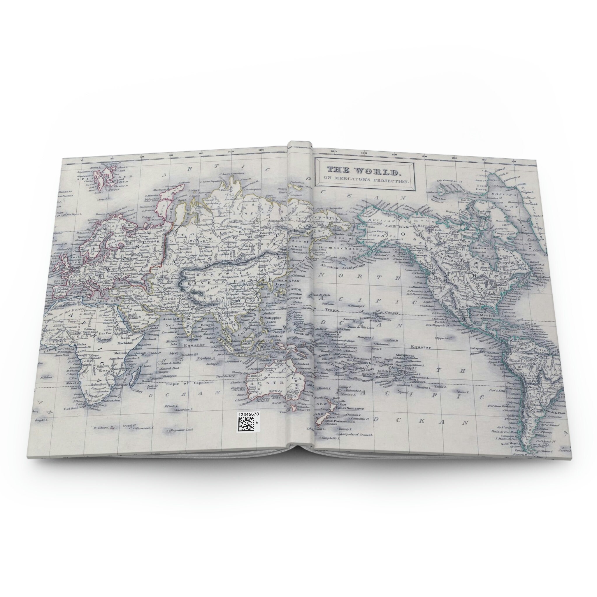 Vintage 1840 World Map Projection Hardcover Journal - Matte Notebook ...