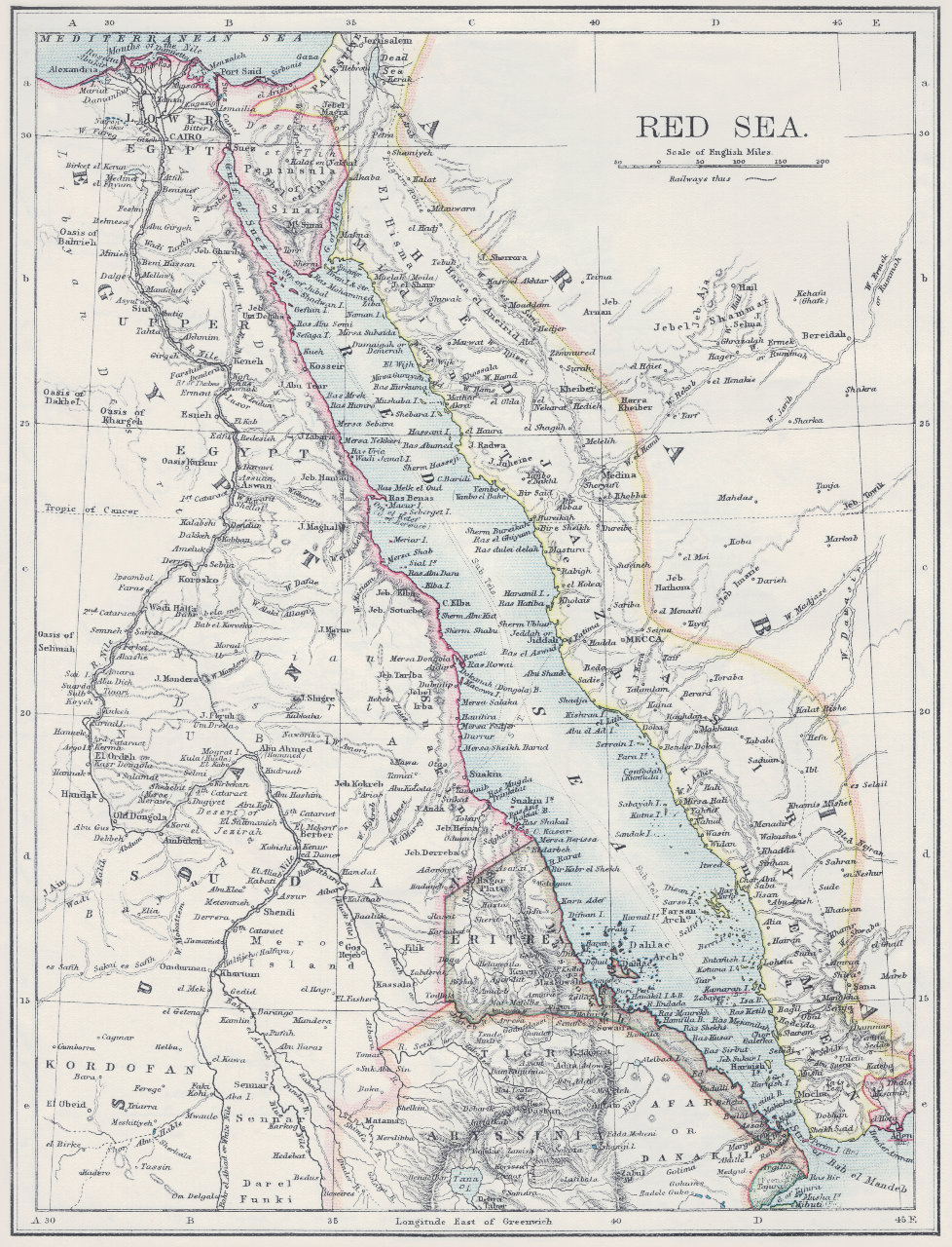 Red Sea Map: Vintage 1904 Red Sea Egypt Map Print – Antique Red Sea Map ...