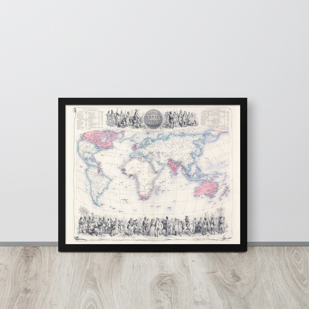 British Empire World Map: Vintage 1850 British Empire World Map Print ...