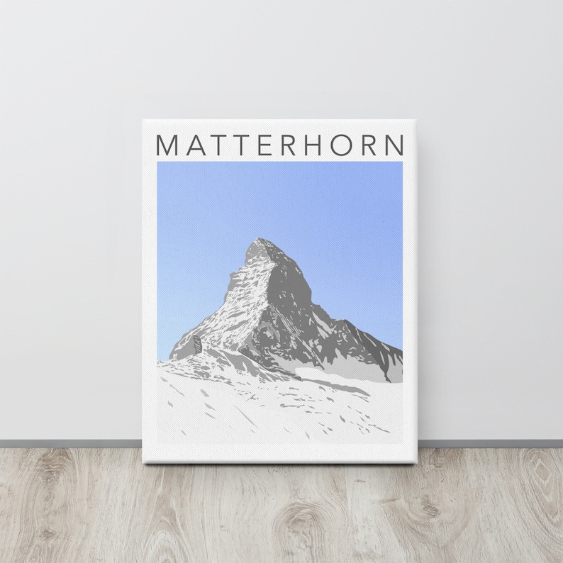 Matterhorn Canvas Travel Illustration – Matterhorn Italy Switzerland ...